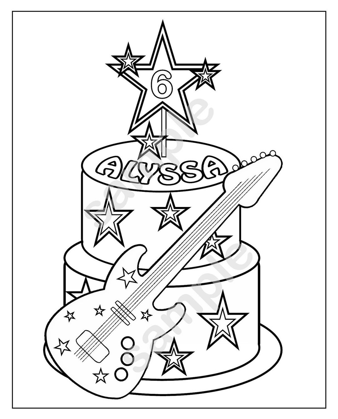 Personalized Rockstar Coloring Page Birthday Party Favor Colouring ...