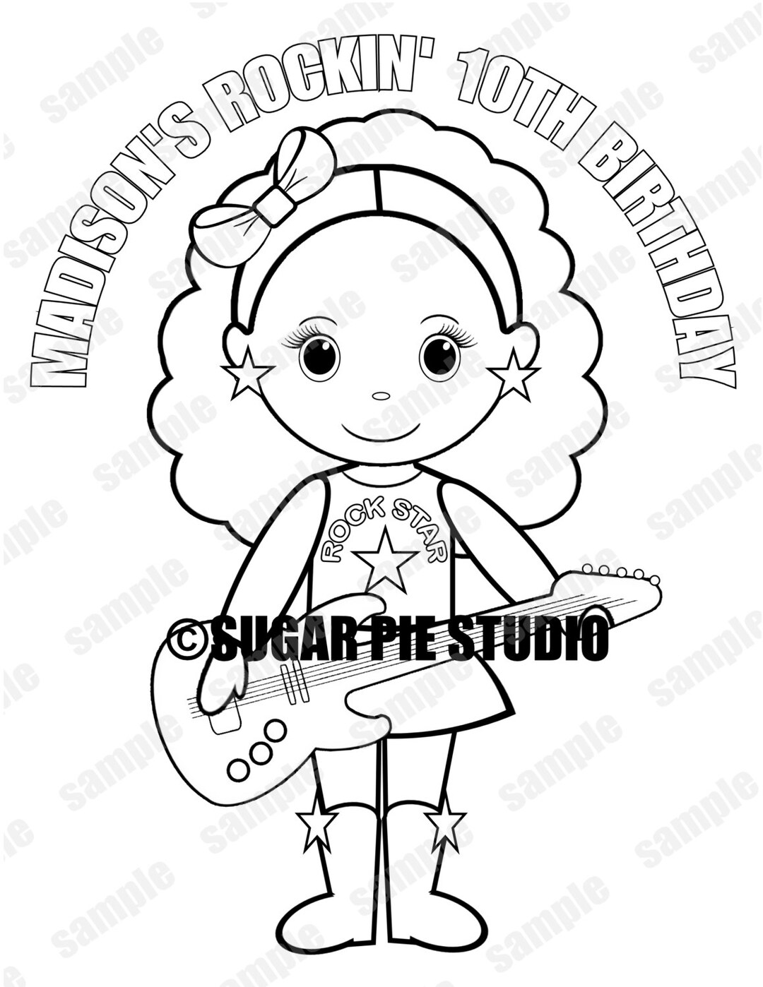 Personalized Rockstar Coloring Page Birthday Party Favor Colouring ...