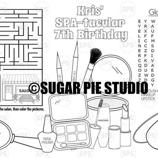 Spa Party Coloring Sheet - Etsy Denmark