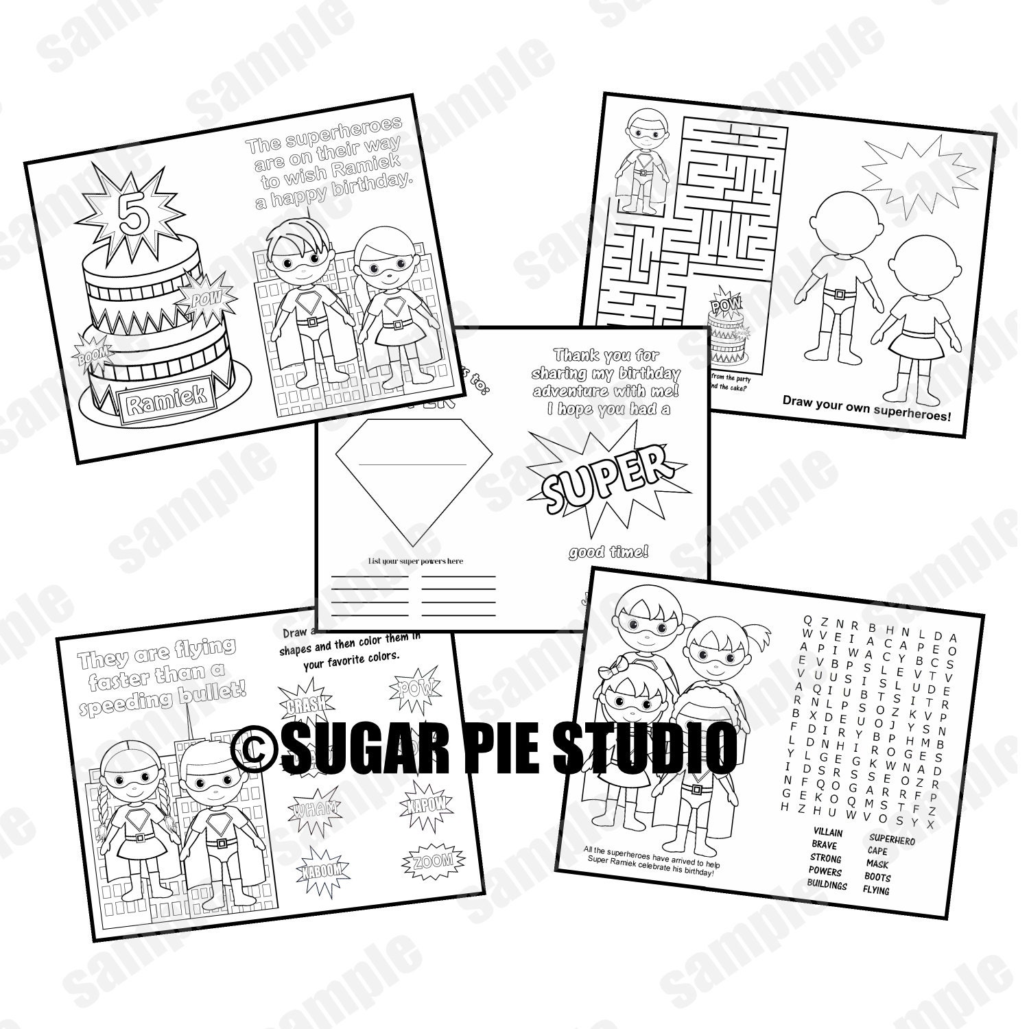 Superhero Coloring Activity Book PDF or JPEG TEMPLATE - Etsy