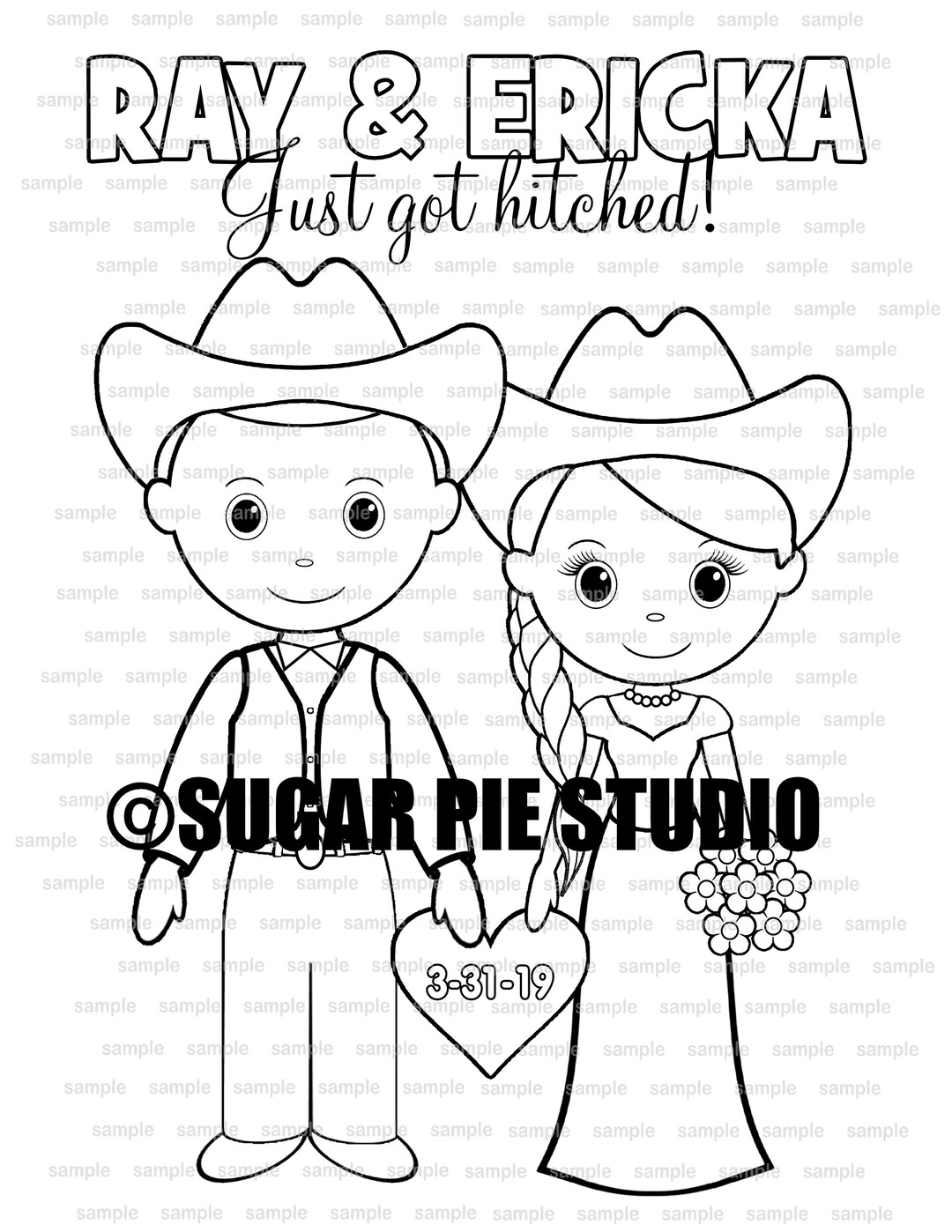 Country Western Wedding Coloring Activity Book Printable Personalized ...