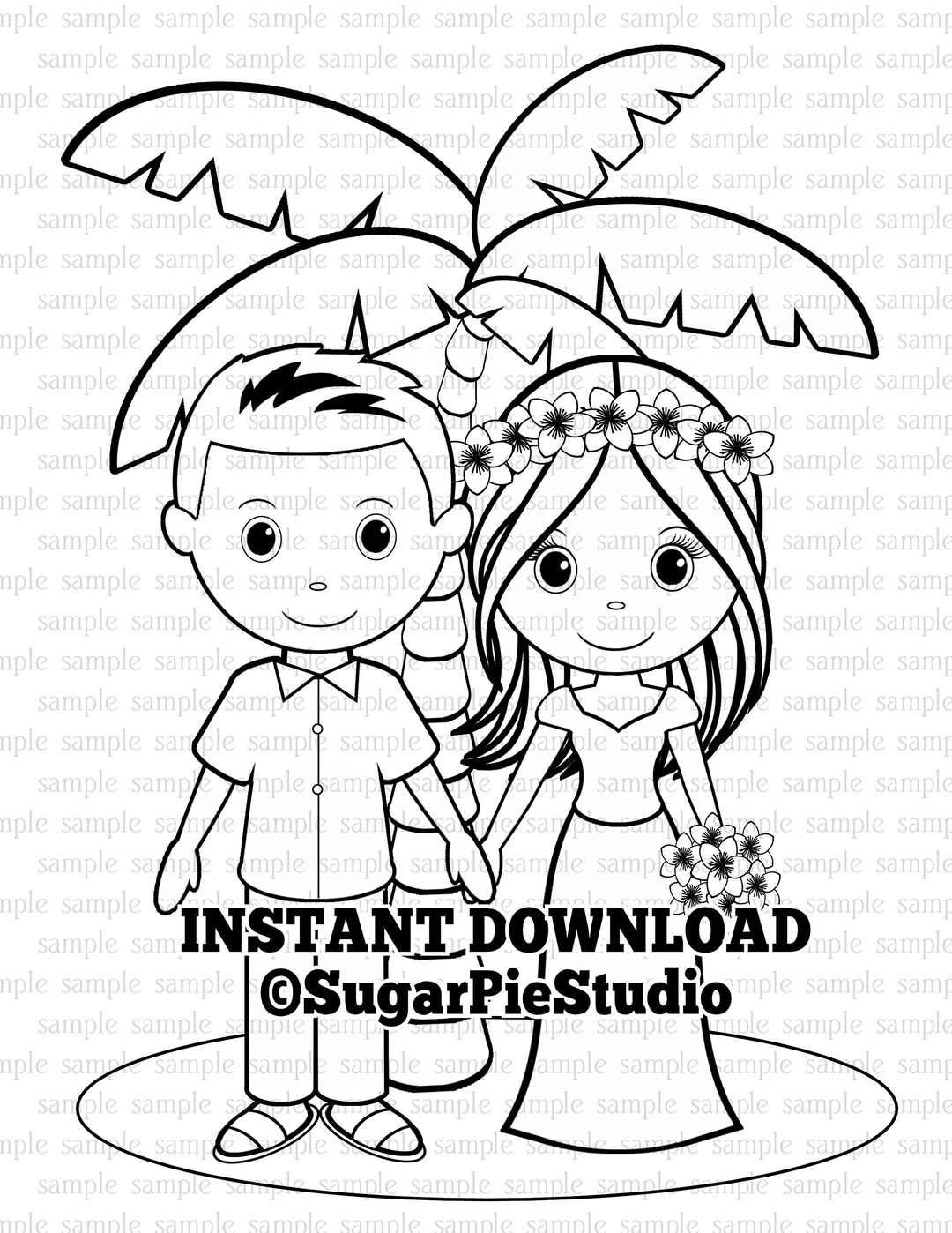 WEDDING COLORING Page - Pages - Kids Table Activity Favor - Colouring ...