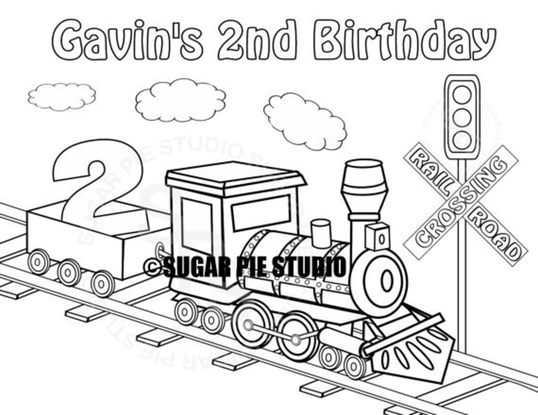 Personalized Train Coloring Page Birthday Party Favor Colouring ...