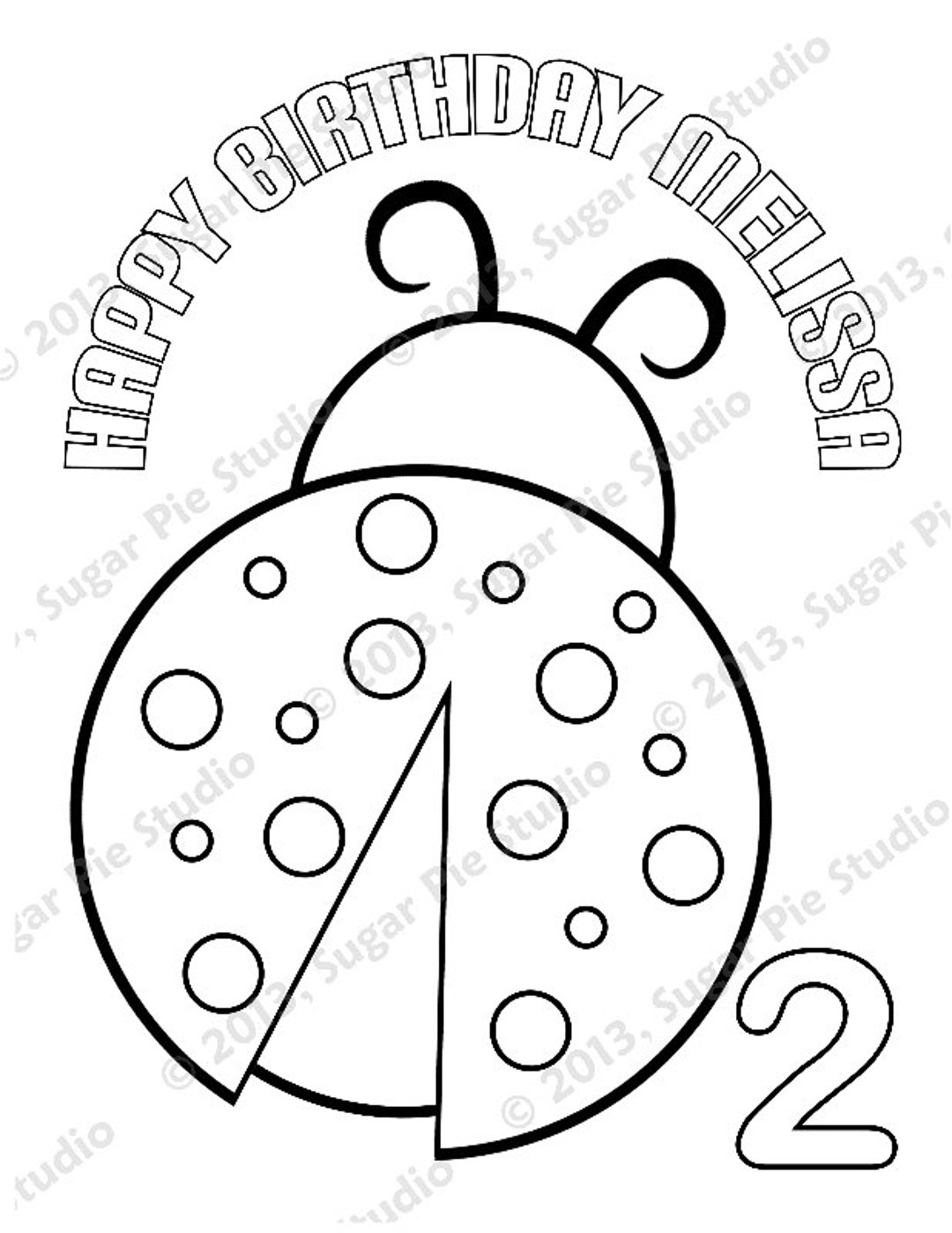 Personalized Ladybug Coloring Page Birthday Party Favor Colouring ...