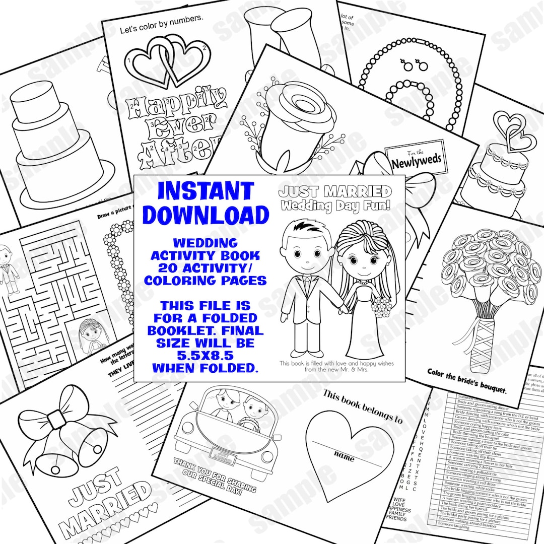 WEDDING COLORING Book - Pages - Kids Table Activity Favor - Colouring ...