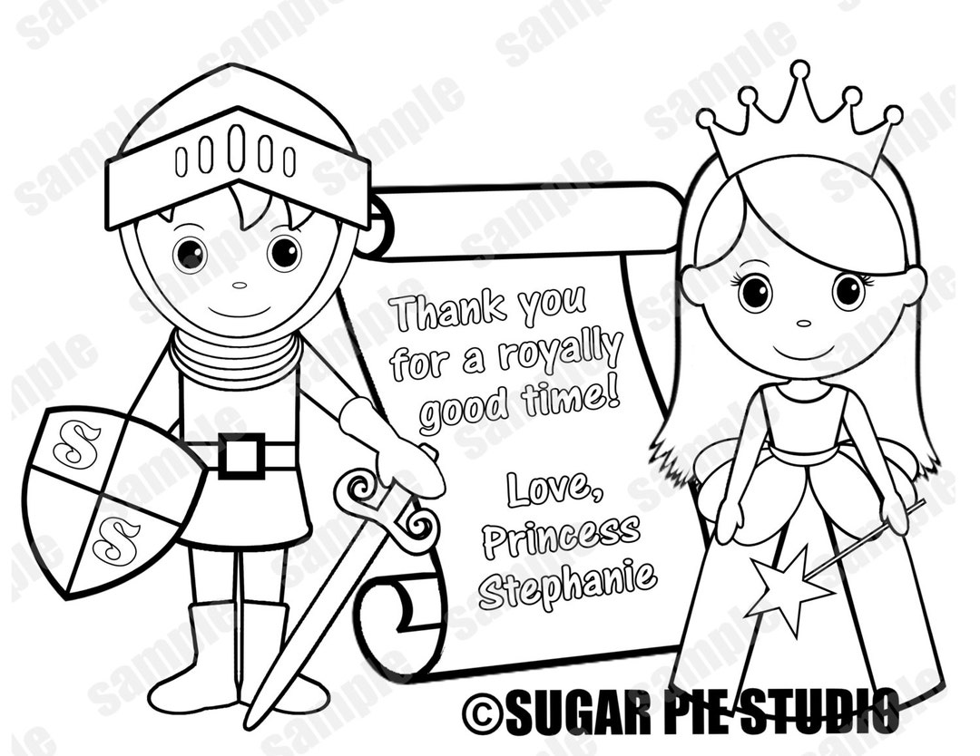 Personalized Princess Coloring Page Birthday Party Favor Colouring ...