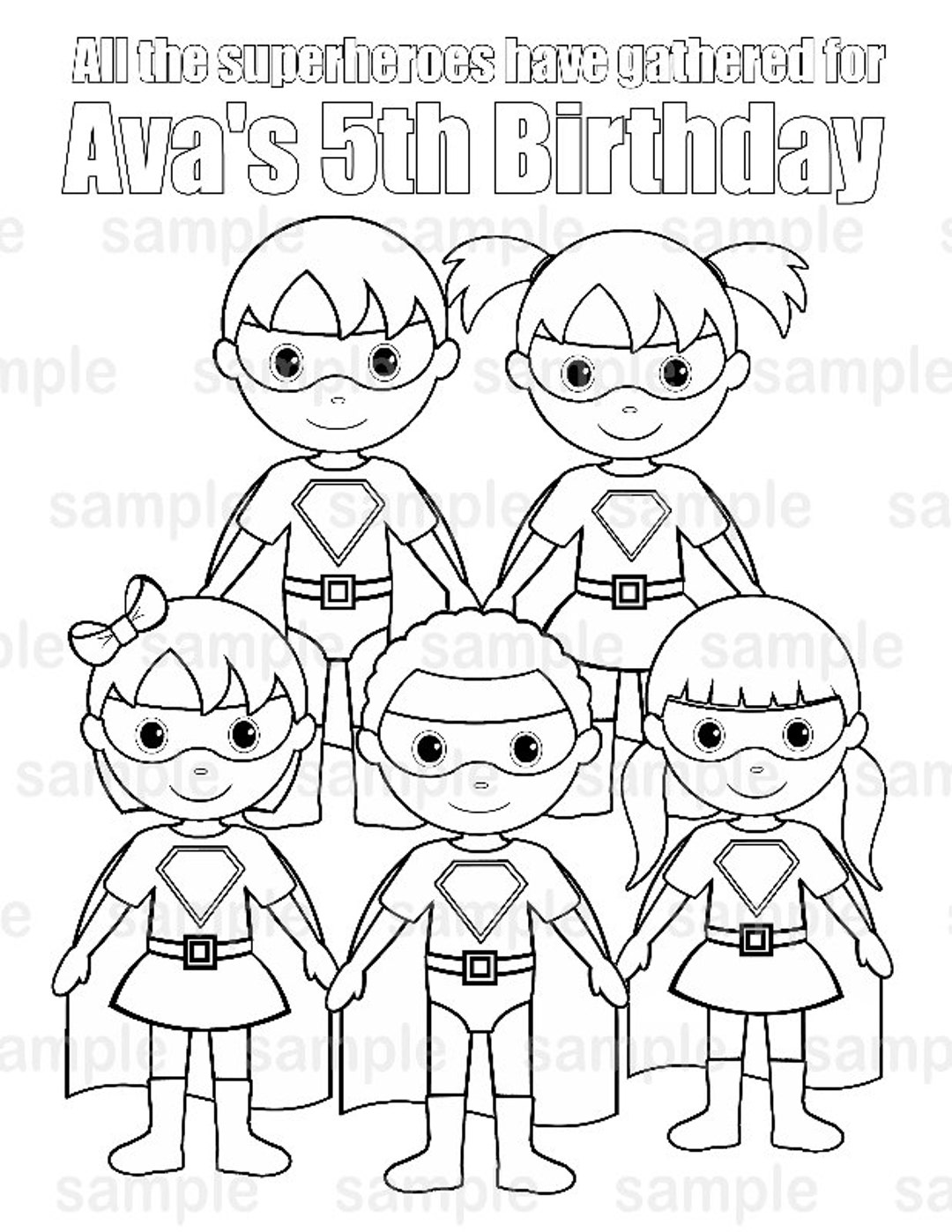 Personalized Superhero Coloring Page Birthday Party Favor Colouring ...