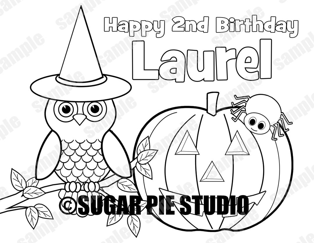 Personalized Halloween Coloring Page Coloring Page Birthday Party Favor ...
