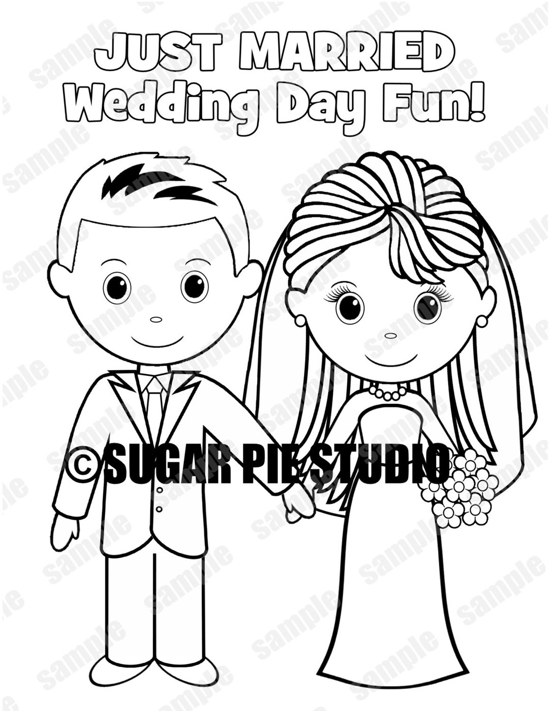 WEDDING COLORING Page Pages Kids Table Activity Favor Colouring Sheet ...