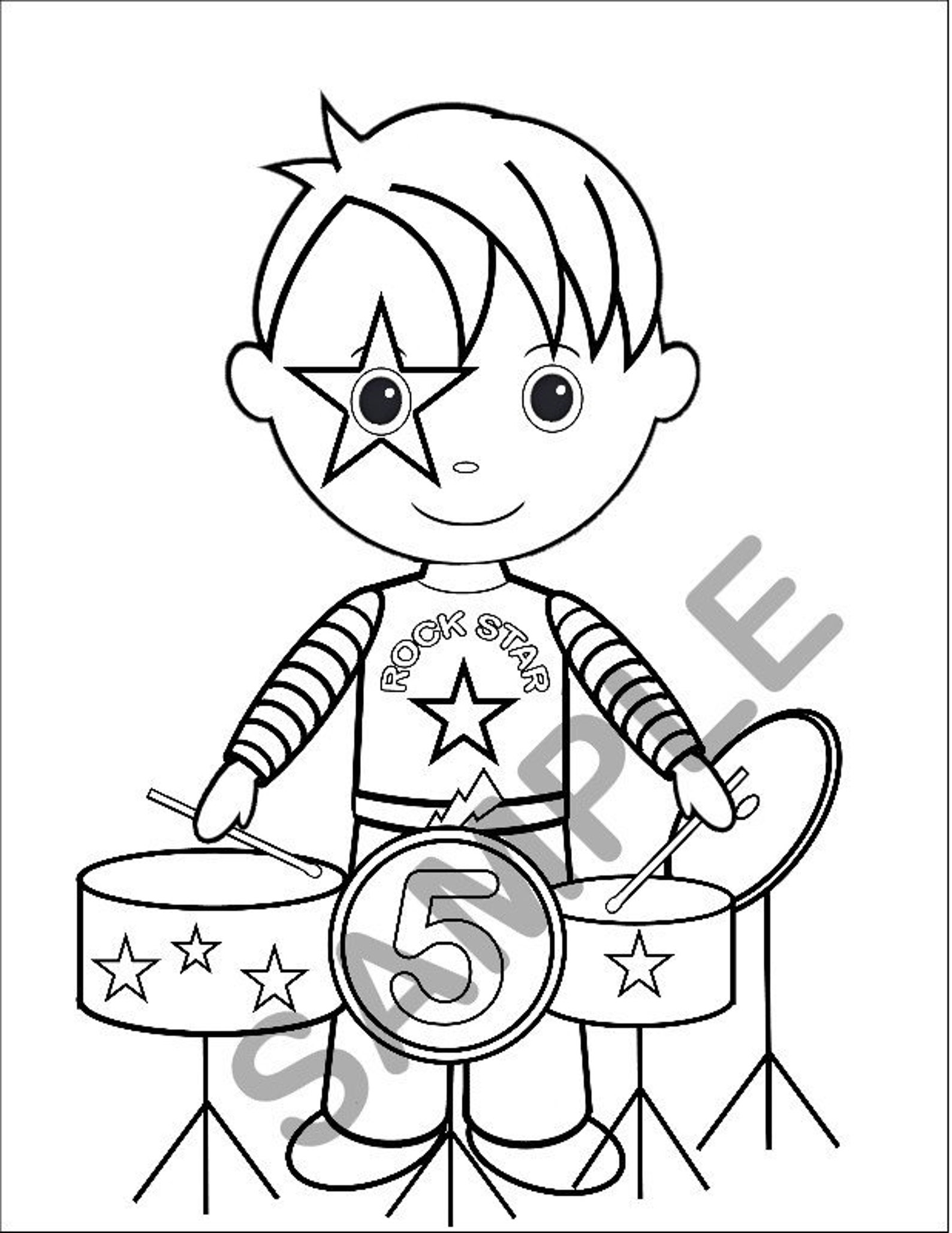 Personalized Rockstar Coloring Page Birthday Party Favor - Etsy