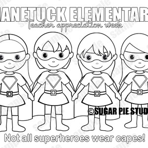 Superhero Teacher Appreciation Personalized Printable Coloring Page PDF ...