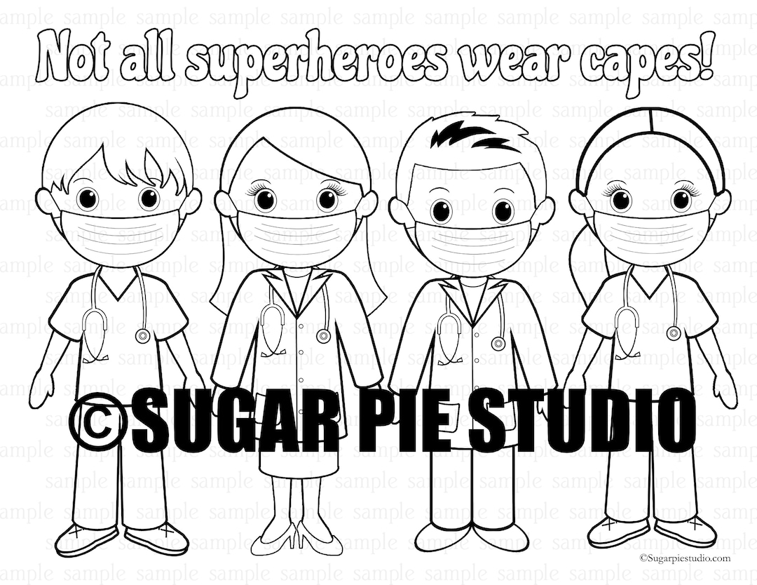 Superhero Doctor Nurse Coloring Page PDF File Instant Download - Etsy