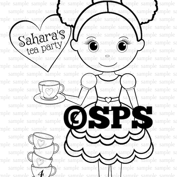 Princess Tea Party Coloring Pages - Etsy