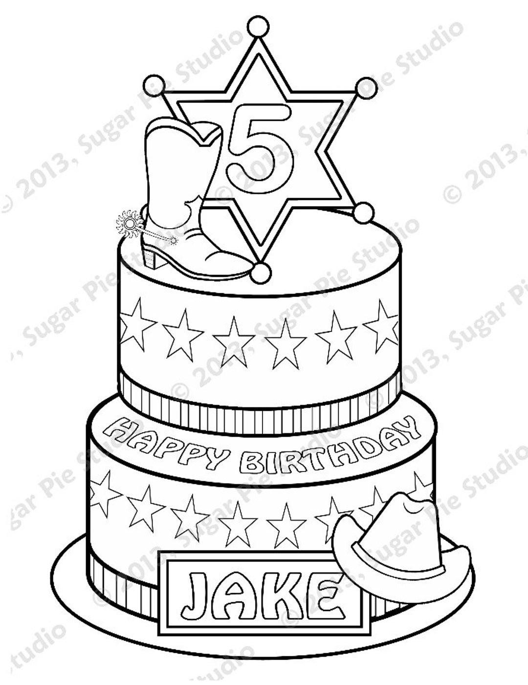 Personalized Western Cowboy Coloring Page Birthday Party Favor ...