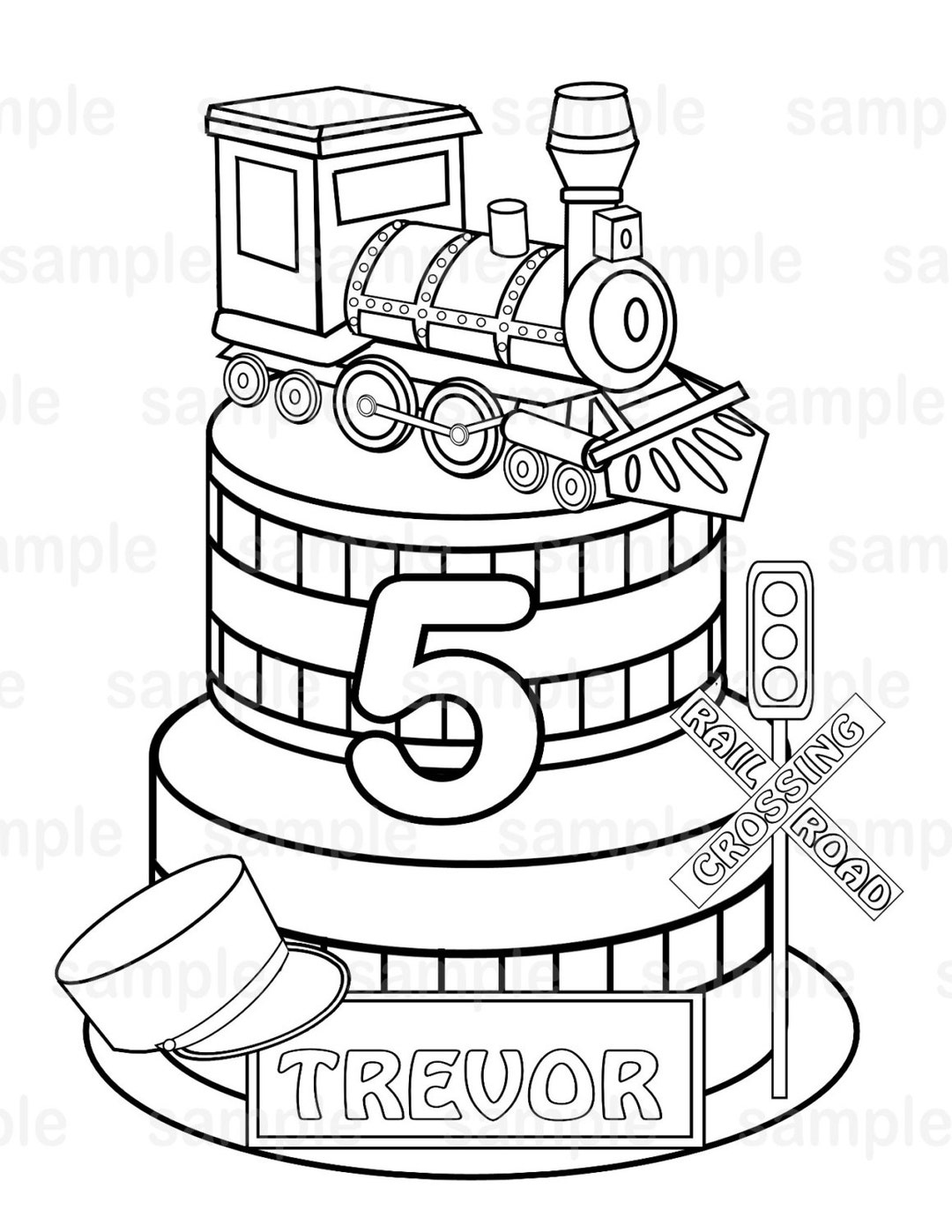 Personalized Train Coloring Page Birthday Party Favor Colouring ...