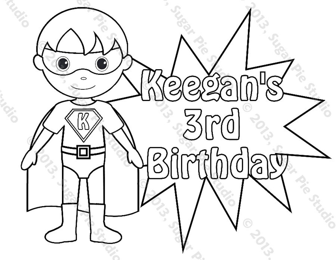 Personalized Superhero Coloring Page Birthday Party Favor Colouring ...