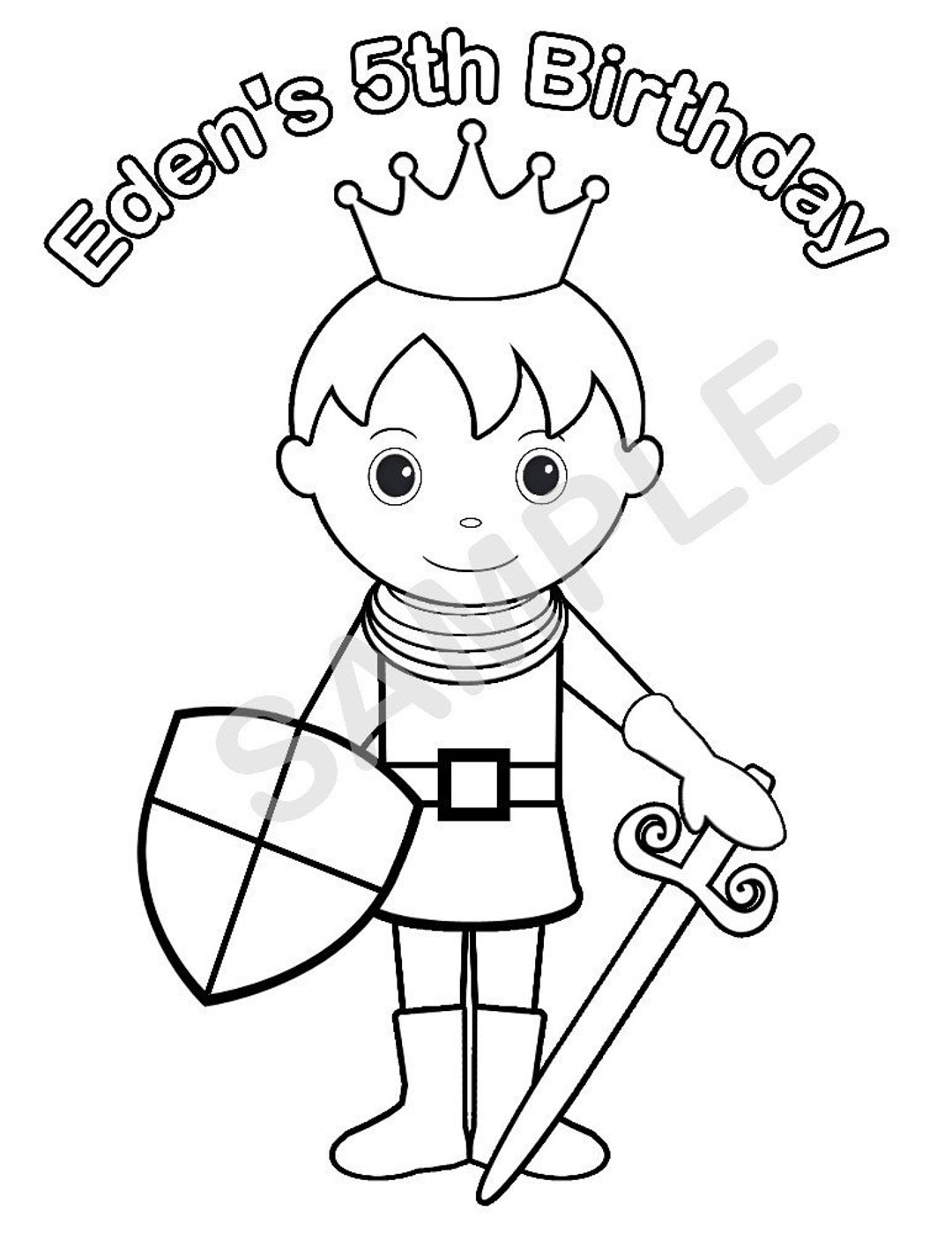 Personalized Prince Coloring Page Birthday Party Favor Colouring ...