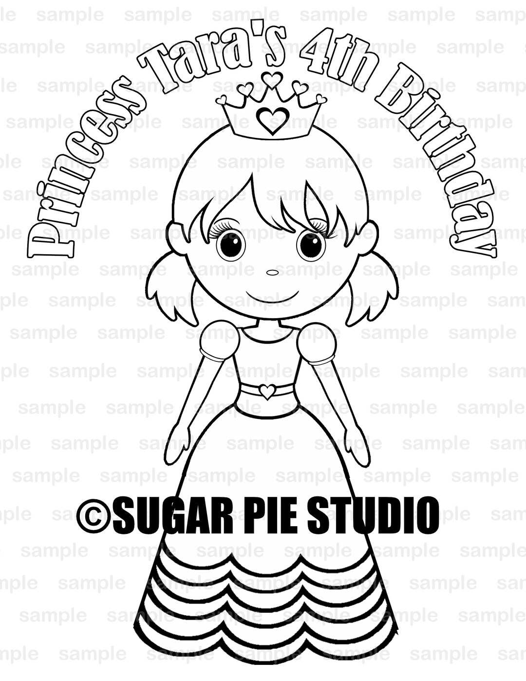 Personalized Princess Coloring Page Birthday Party Favor Colouring ...