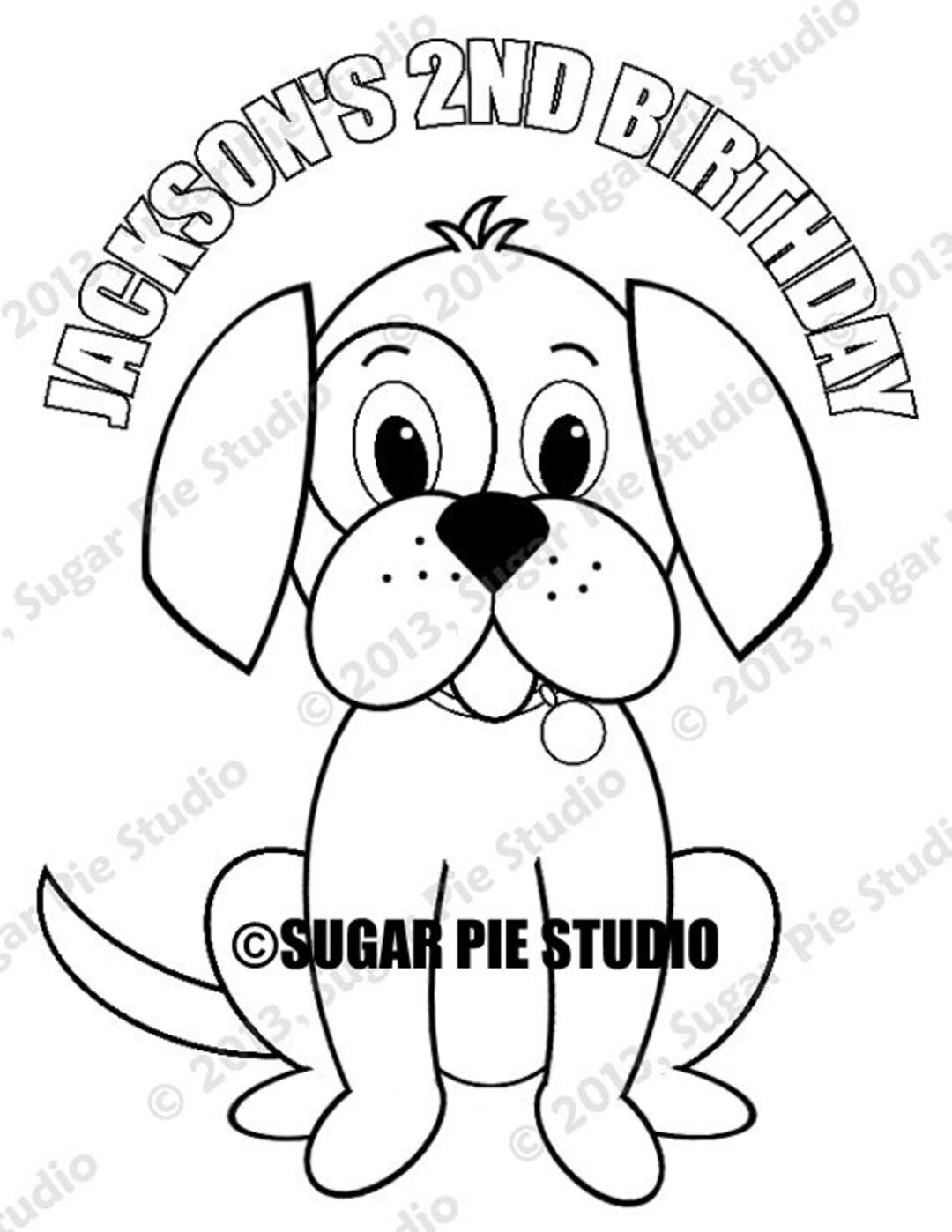 Personalized Puppy Coloring Page Birthday Party Favor Colouring ...