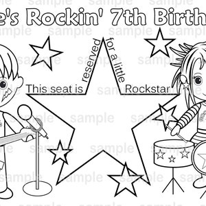 Personalized Rockstar Coloring Page Birthday Party Favor Colouring ...