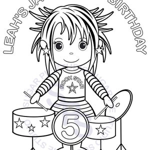 Personalized Rockstar Coloring Page Birthday Party Favor Colouring ...