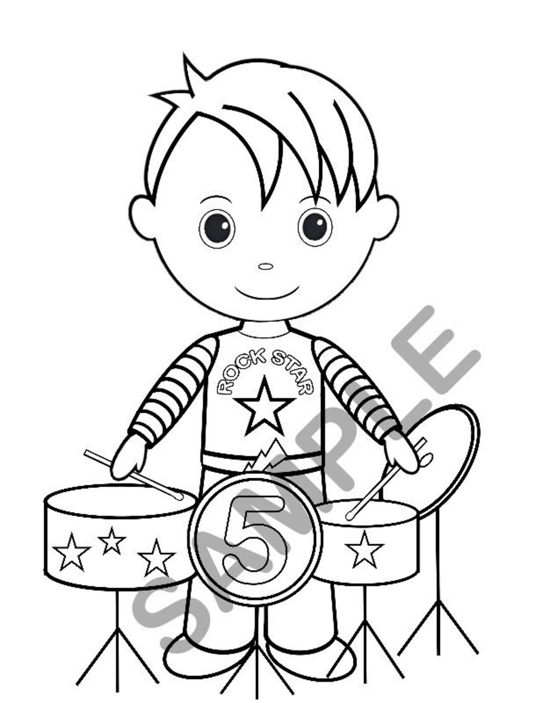 Personalized Rockstar Coloring Page Birthday Party Favor Colouring ...