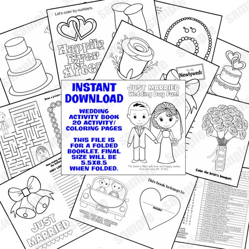 Printable Personalized Wedding Coloring Activity Book Favor - Etsy