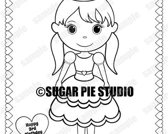 Tea Party Birthday Party Favor Coloring Page Gift Colouring Activity ...