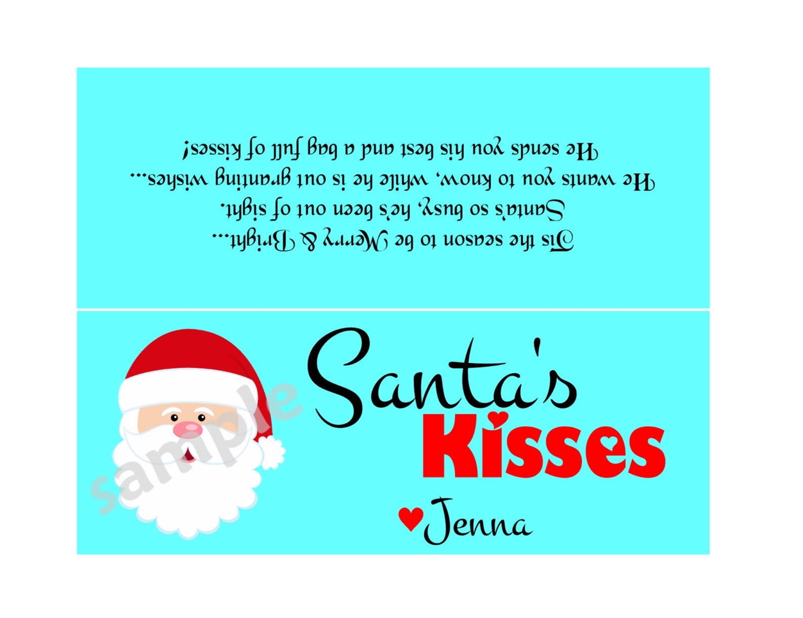 Digital Printable File Personalized Santa's Kisses Holiday - Etsy