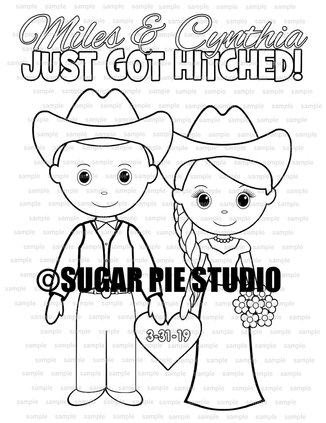 Western Rustic Wedding Coloring Activity Book Printable Personalized ...