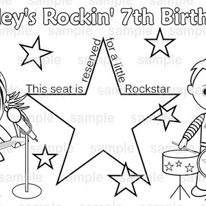 Personalized Rockstar Coloring Page Birthday Party Favor Colouring ...