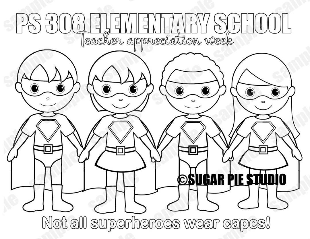 Superhero Teacher Appreciation Personalized Printable Coloring Page PDF ...