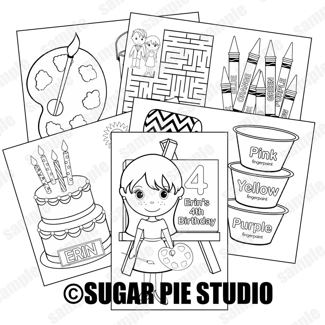 Art Painting Birthday Party Favor Coloring Book Gift Personalized ...