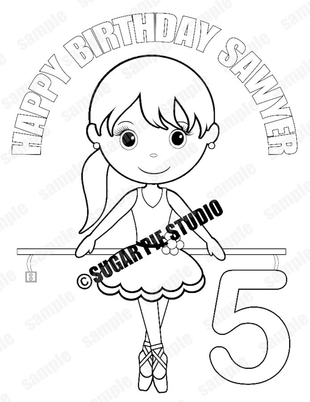 Personalized Ballerina Coloring Page Birthday Party Favor Colouring ...