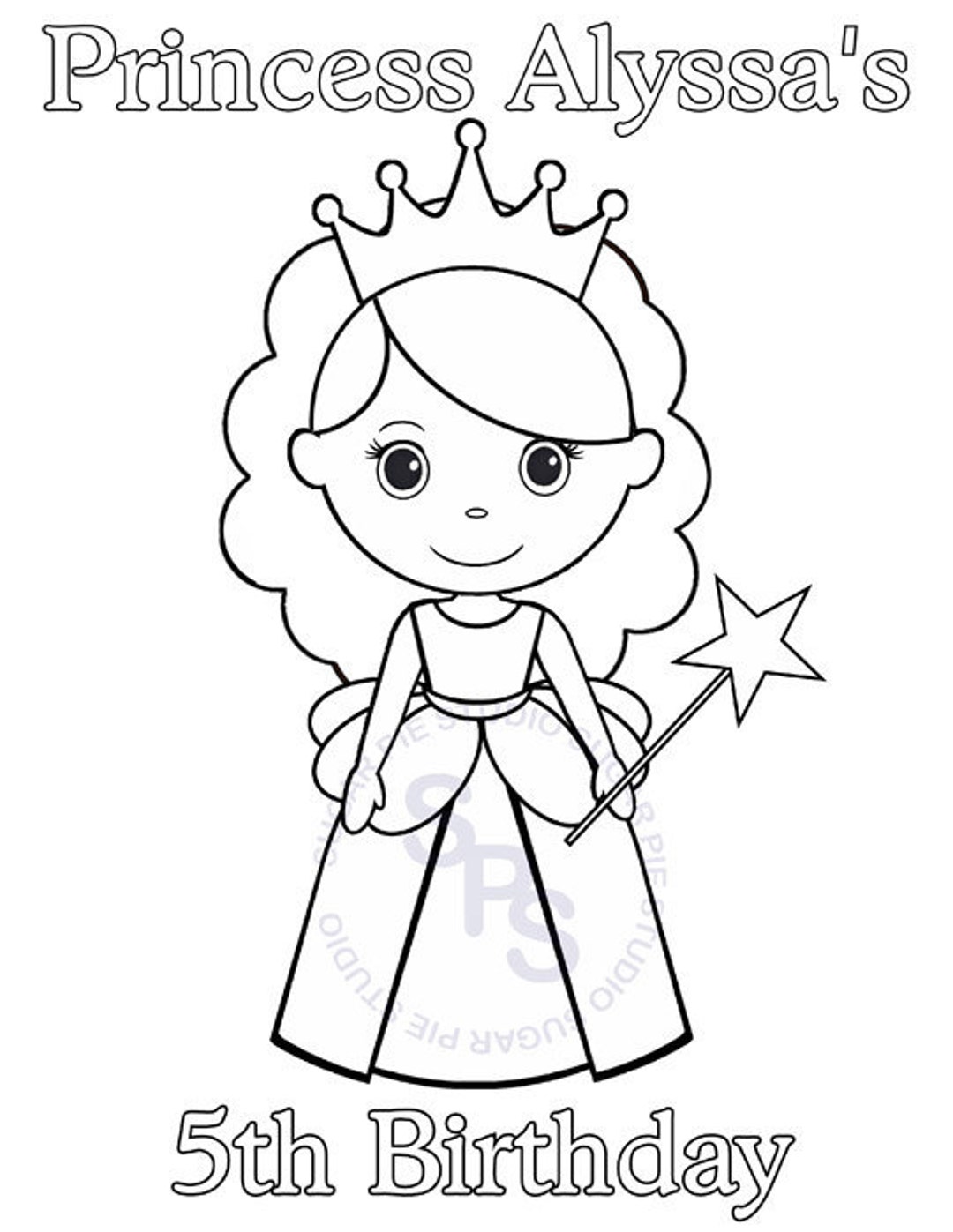 Personalized Princess Coloring Page Birthday Party Favor Colouring ...