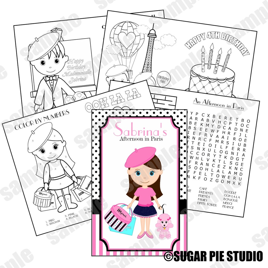 Paris Coloring Activity Book PDF or JPEG TEMPLATE Printable ...