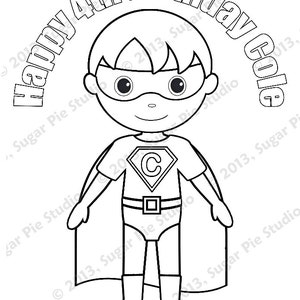 Personalized Superhero Coloring Page Birthday Party Favor Colouring ...
