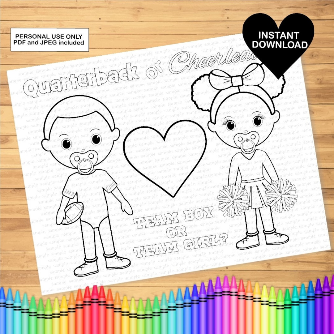 GENDER REVEAL Coloring Page Childrens Activity Colouring Sheet Kids ... GENDER REVEAL Coloring Page Childrens Activity Colouring Sheet Kids ...