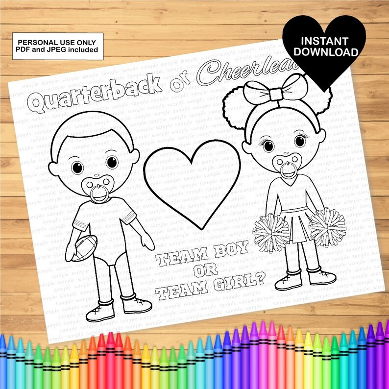GENDER REVEAL Coloring Page Childrens Activity Colouring Sheet - Etsy UK