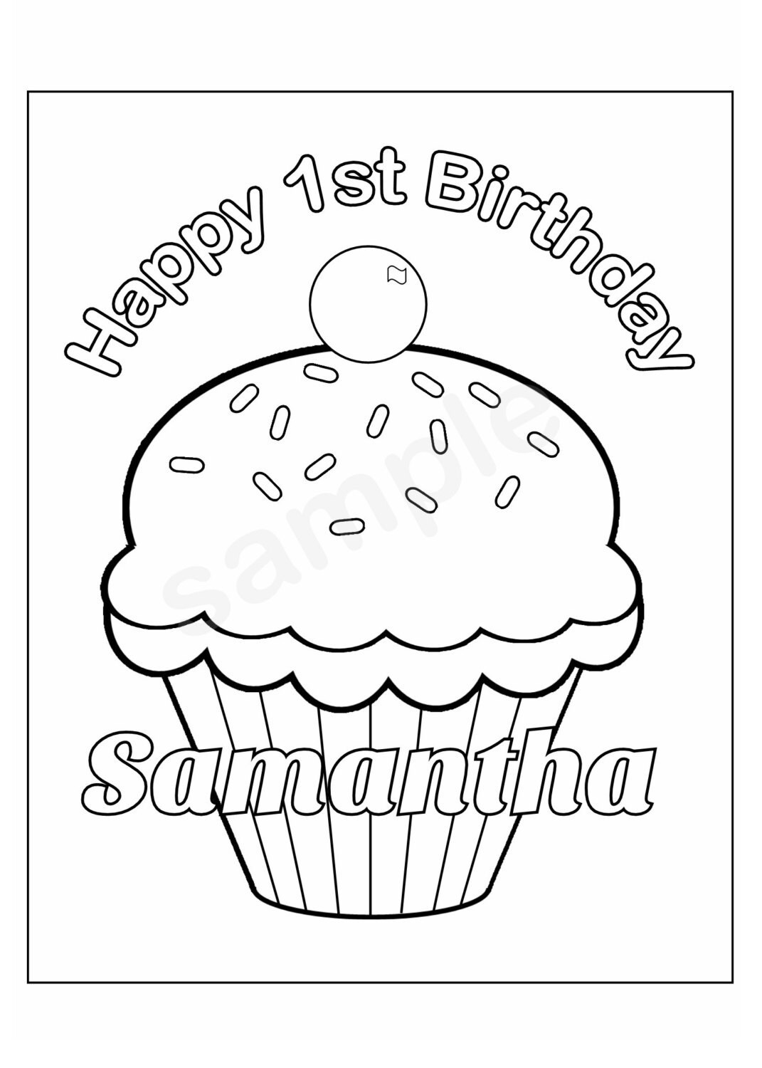 Birthday Cupcake Coloring Pages