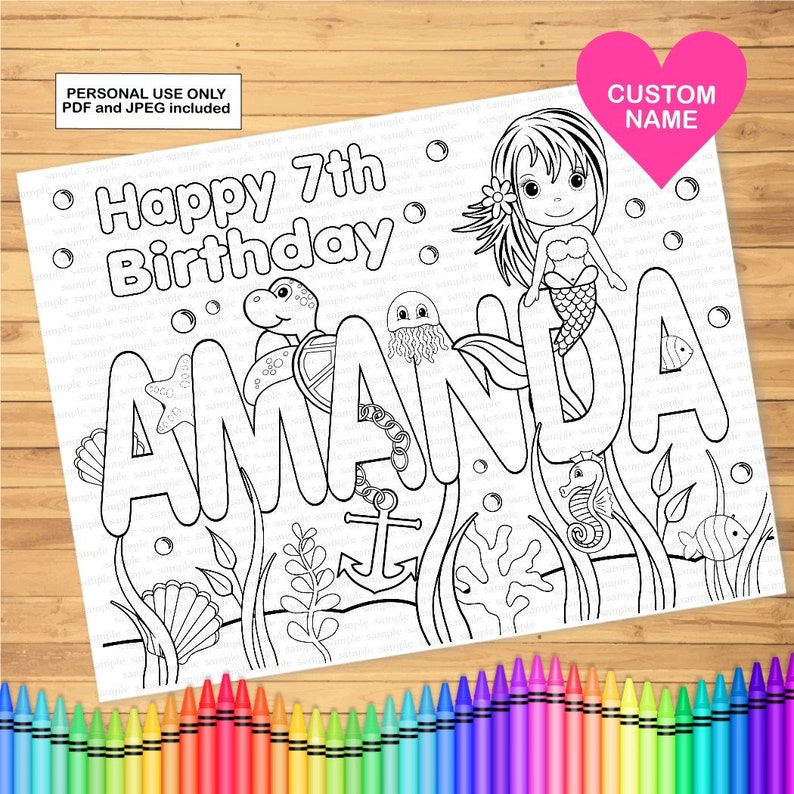 Custom Name Coloring Page Digital File Kids Activity Colouring - Etsy