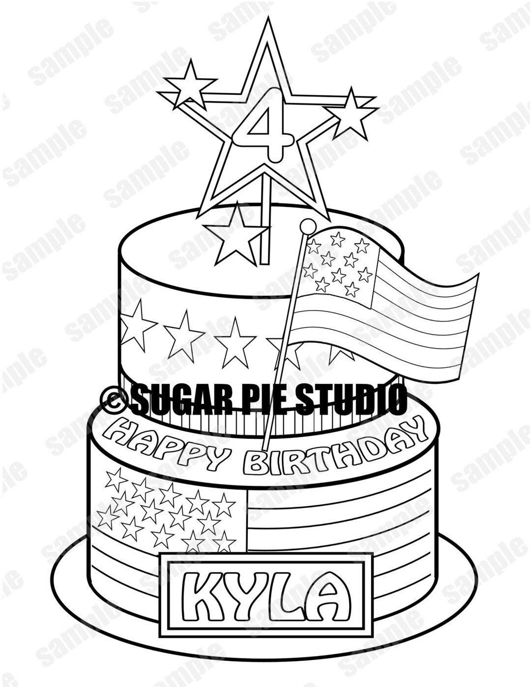 Personalized Patriotic Coloring Page Birthday Party Favor Colouring ...