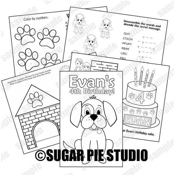 Dog Birthday Coloring Pages - Etsy UK