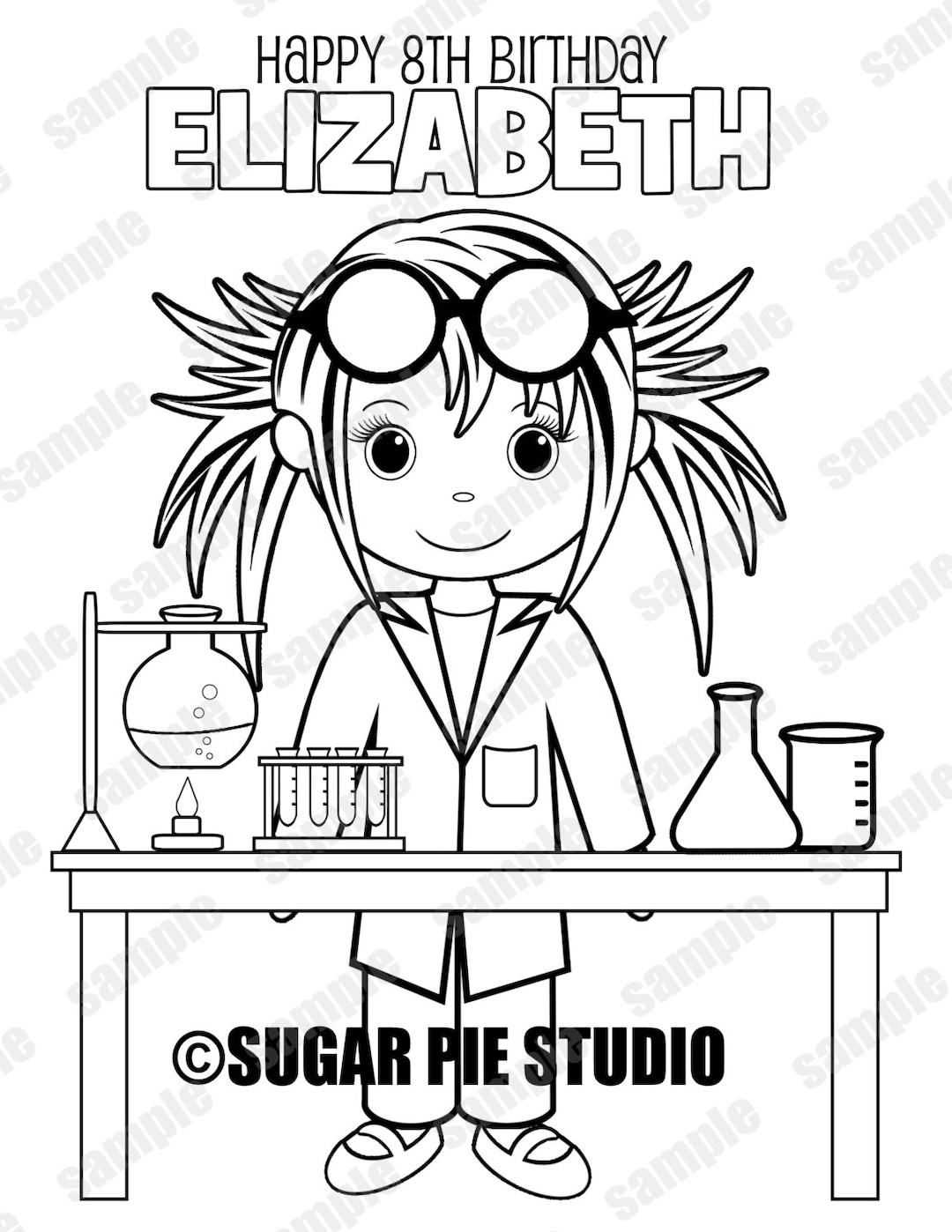 Personalized Scientist Coloring Page Birthday Party Favor Colouring ...