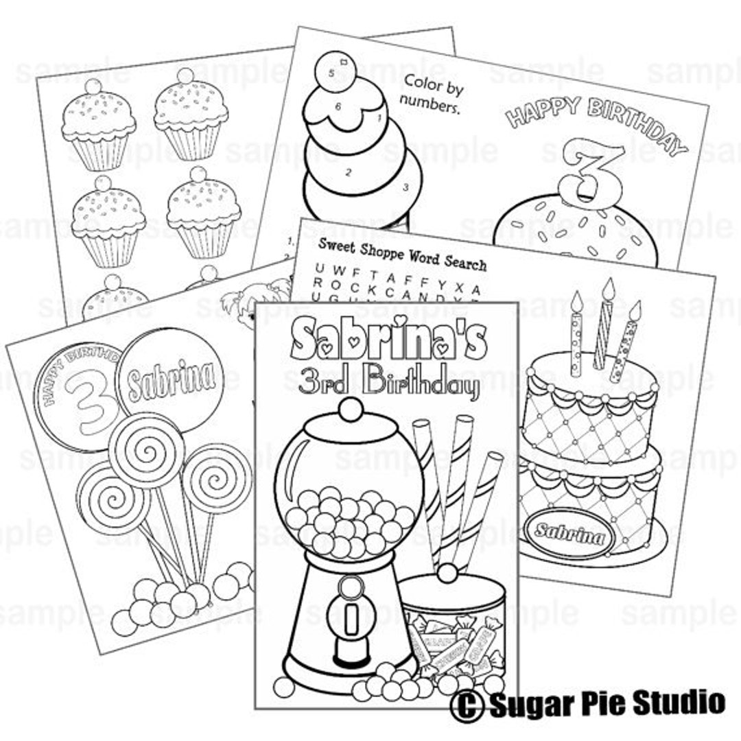 Candy Birthday Party Favor Coloring Book Gift Personalized Printable ...