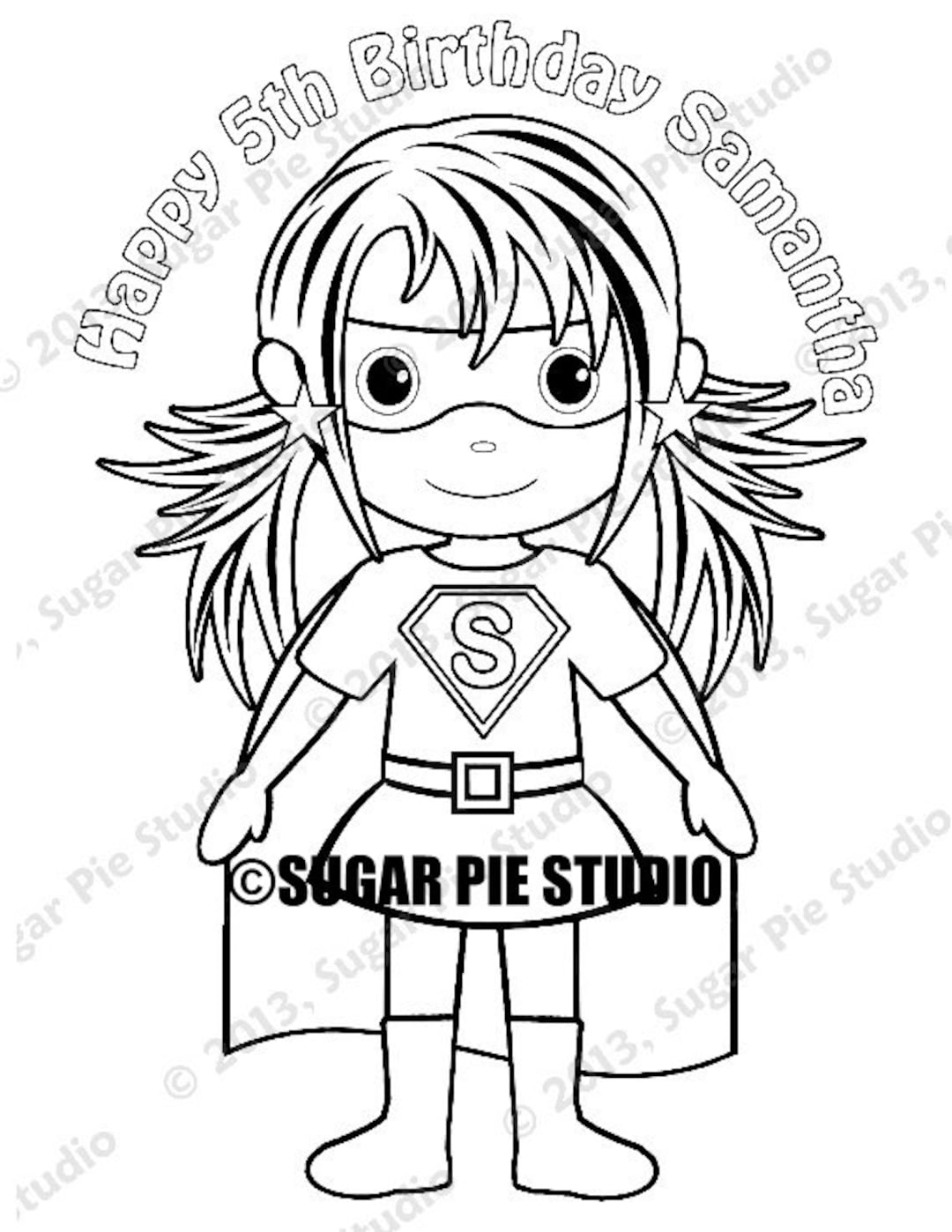 Personalized Superhero Coloring Page Birthday Party Favor Colouring ...