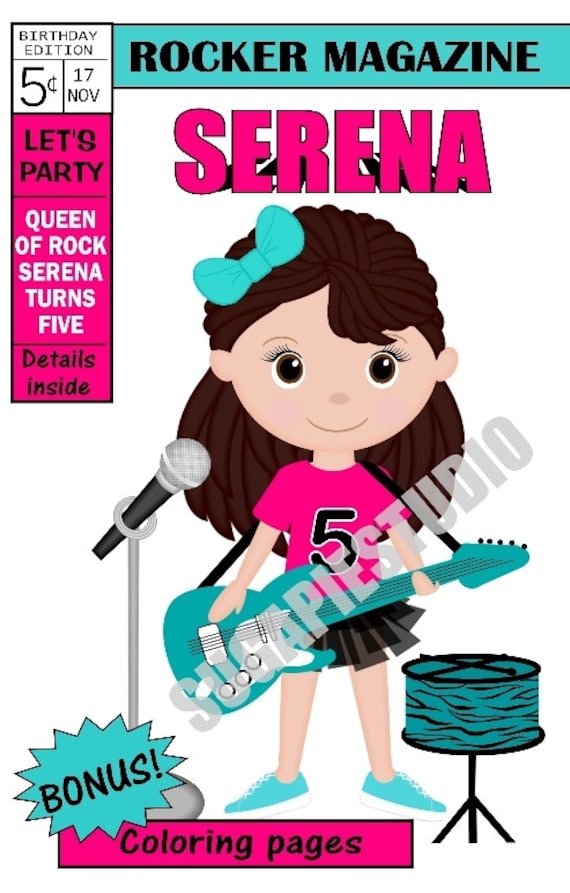 Rockstar coloring activity book PDF or JPEG TEMPLATE Printable | Etsy