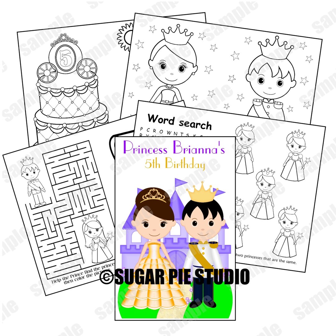 Princess Coloring Book Printable Personalized Favor Kids Coloring ...