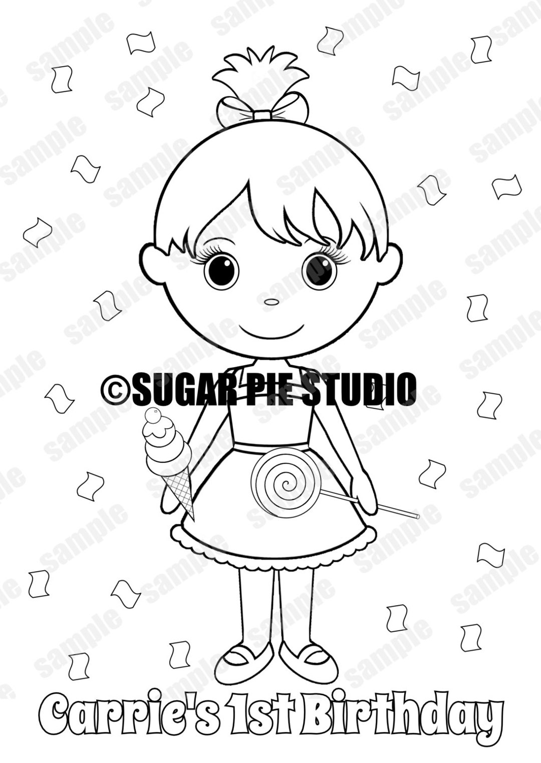 Personalized Candy Coloring Page Birthday Party Favor Colouring ...