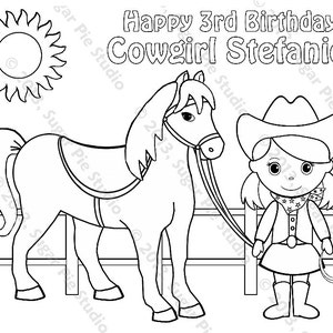 Personalized Printable Cowgirl Horse Birthday Party Favor Childrens ...